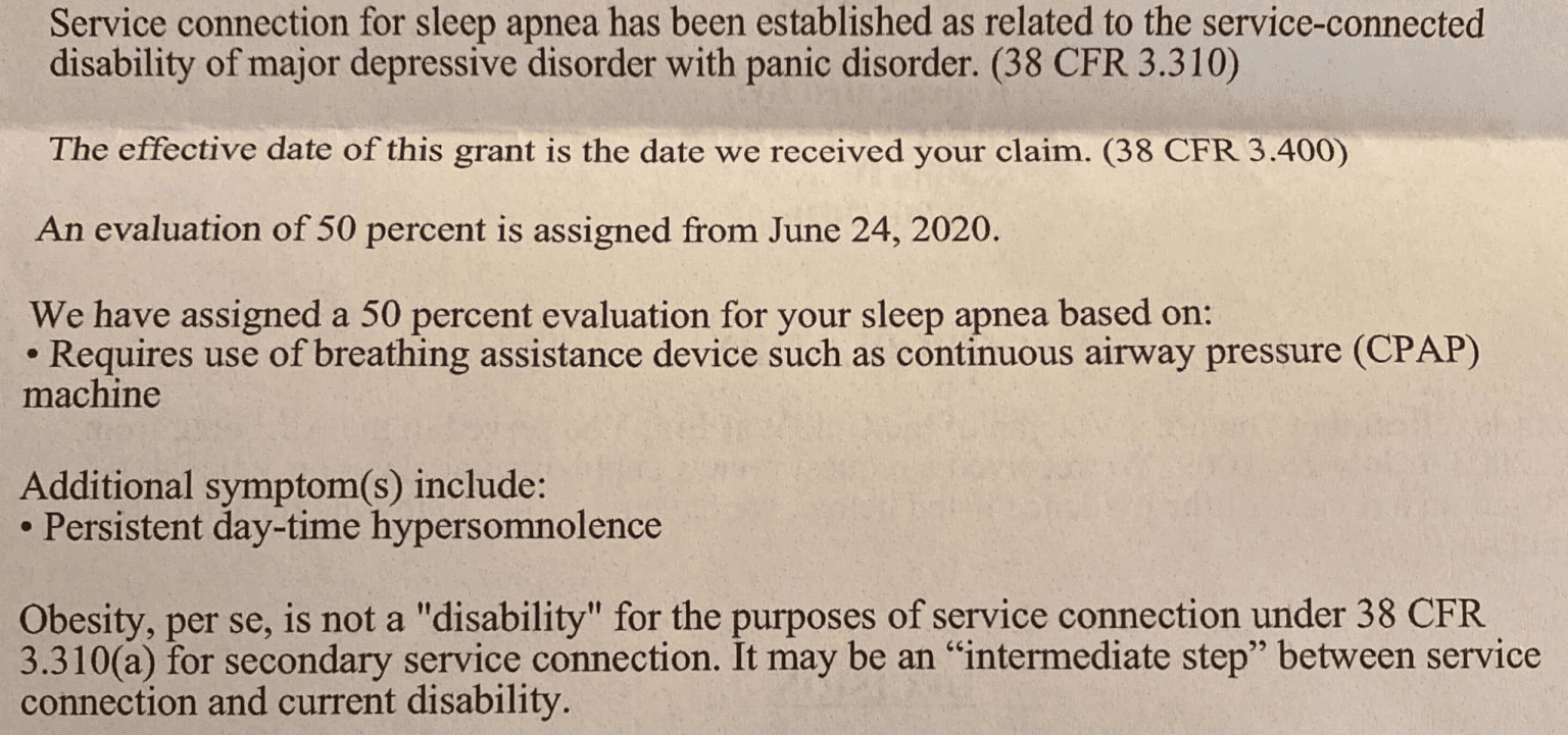 How to Service Connect VA Sleep Apnea Secondary to Weight Gain